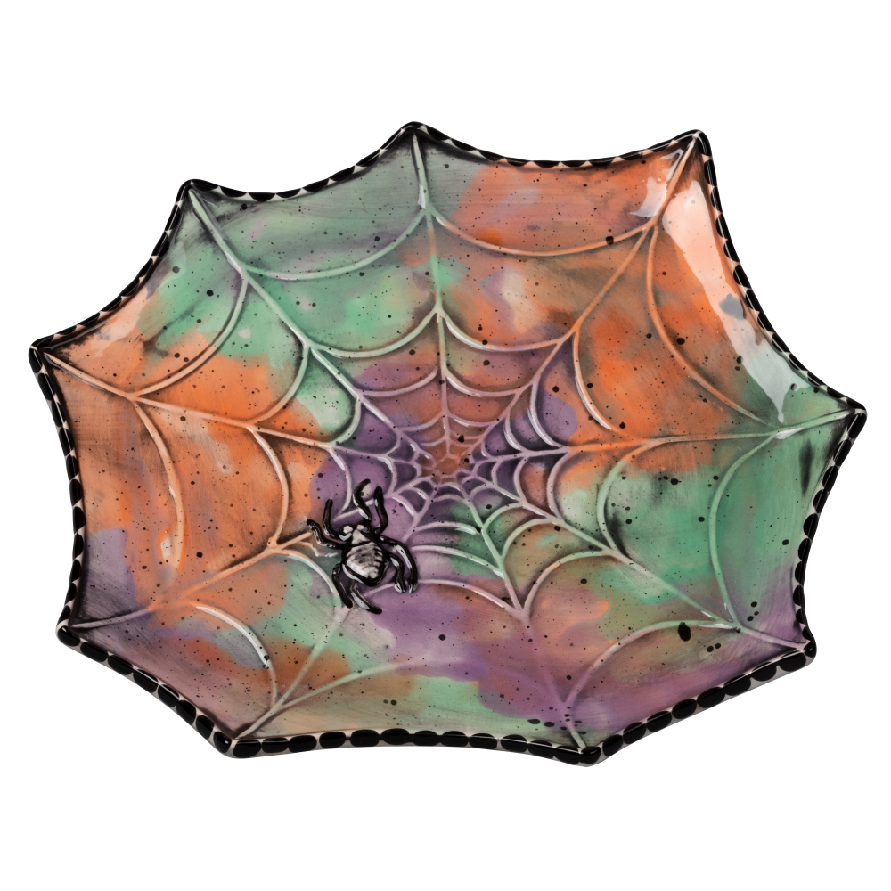 Ready-to-paint Ceramic bisque Spider Web Plate