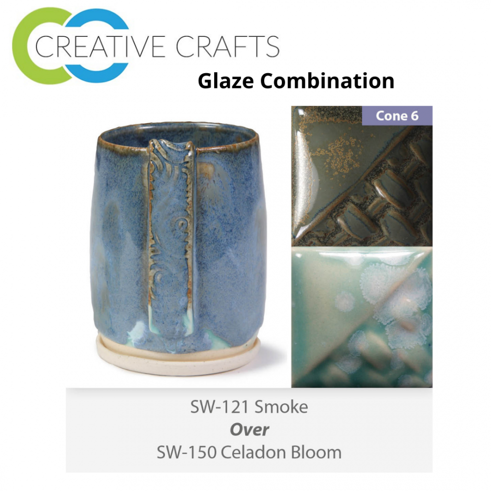 Smoke SW-121 over Celadon Bloom SW-150 Stoneware Combination